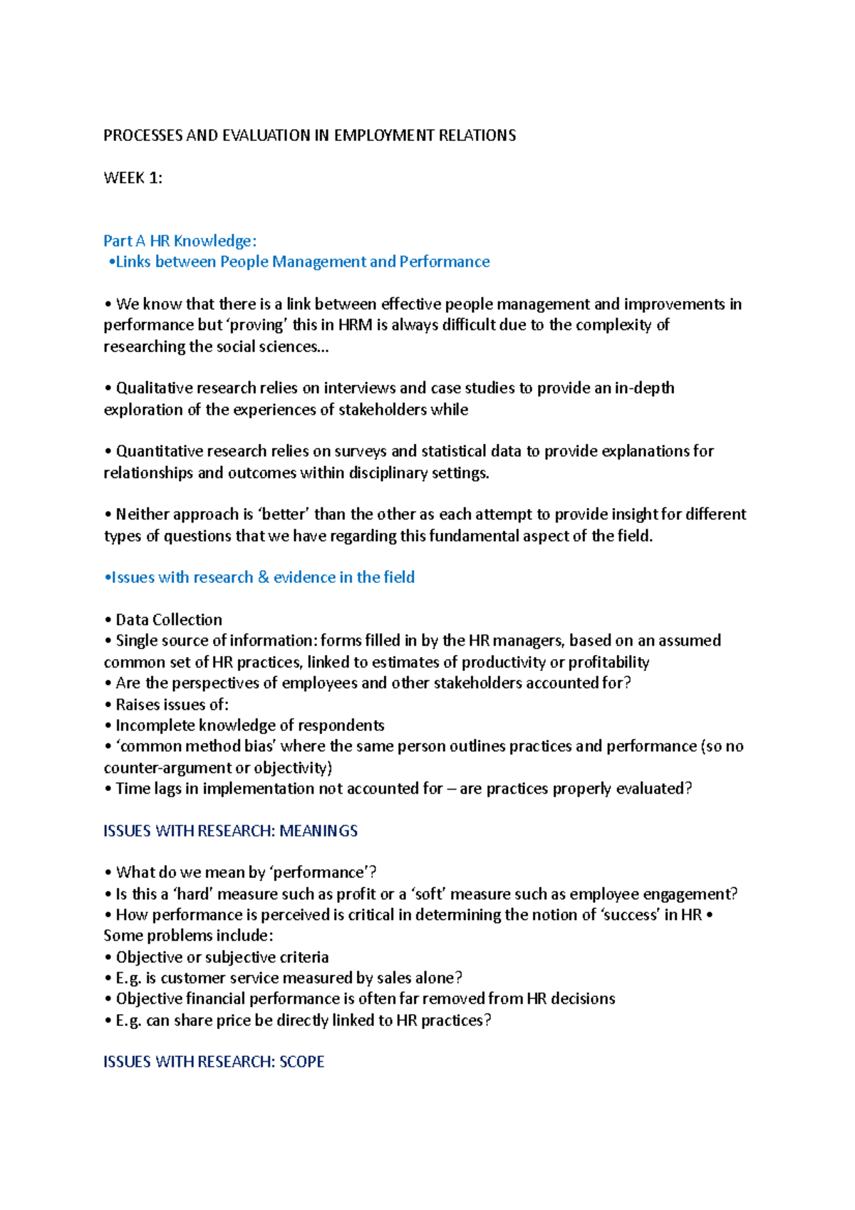 Processes AND Evaluation IN Employment Relations - PROCESSES AND EVALUATION IN EMPLOYMENT ...