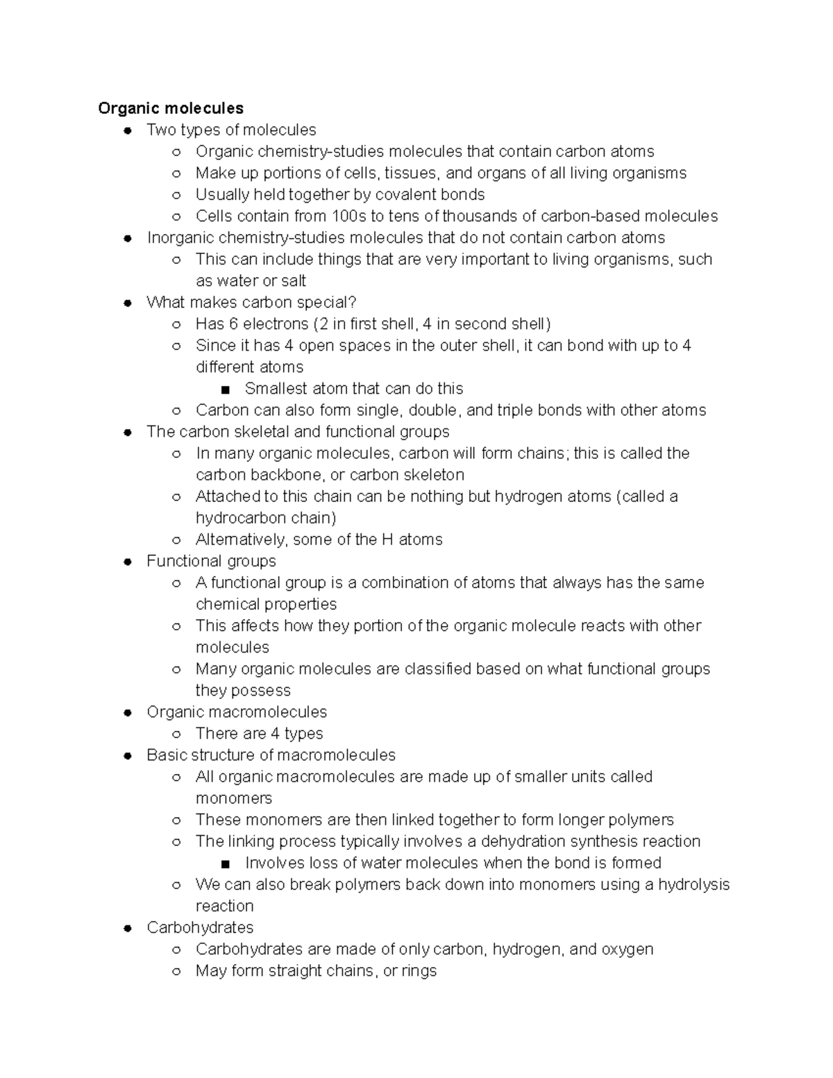 Organic molecules - Studocu