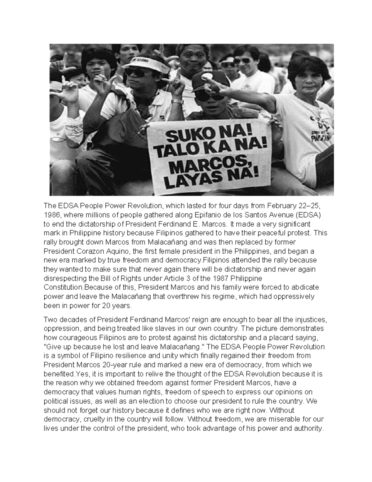 Edsa Revolution - The EDSA People Power Revolution, which lasted for ...