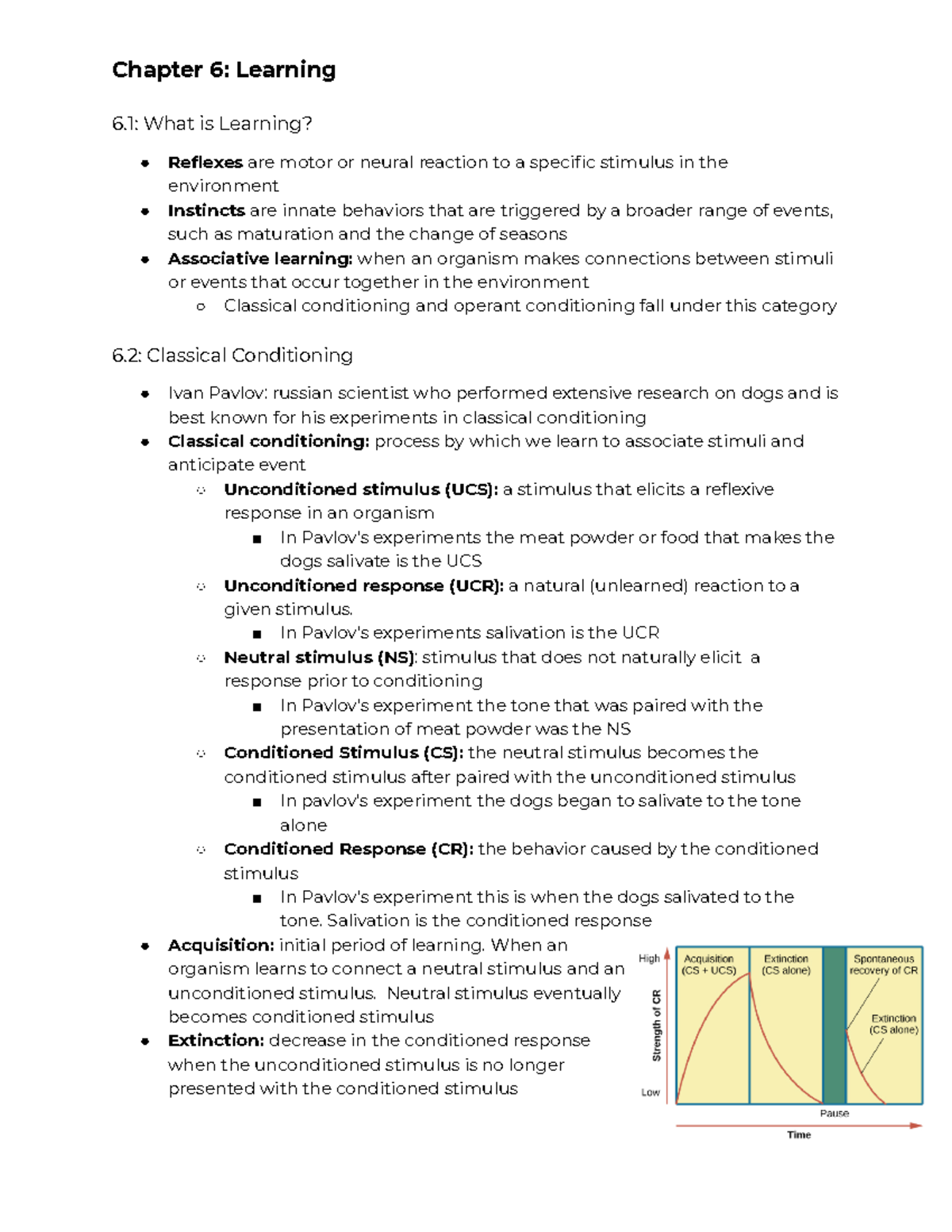 Chapter 6: Learning Notes - 6: What is Learning? Reflexes are motor or ...