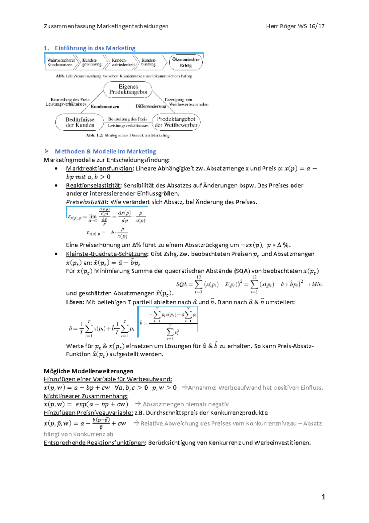 Marketingentscheidung - Komplettzusammenfassung der Vorlesung - Warning: TT: undefined function ...