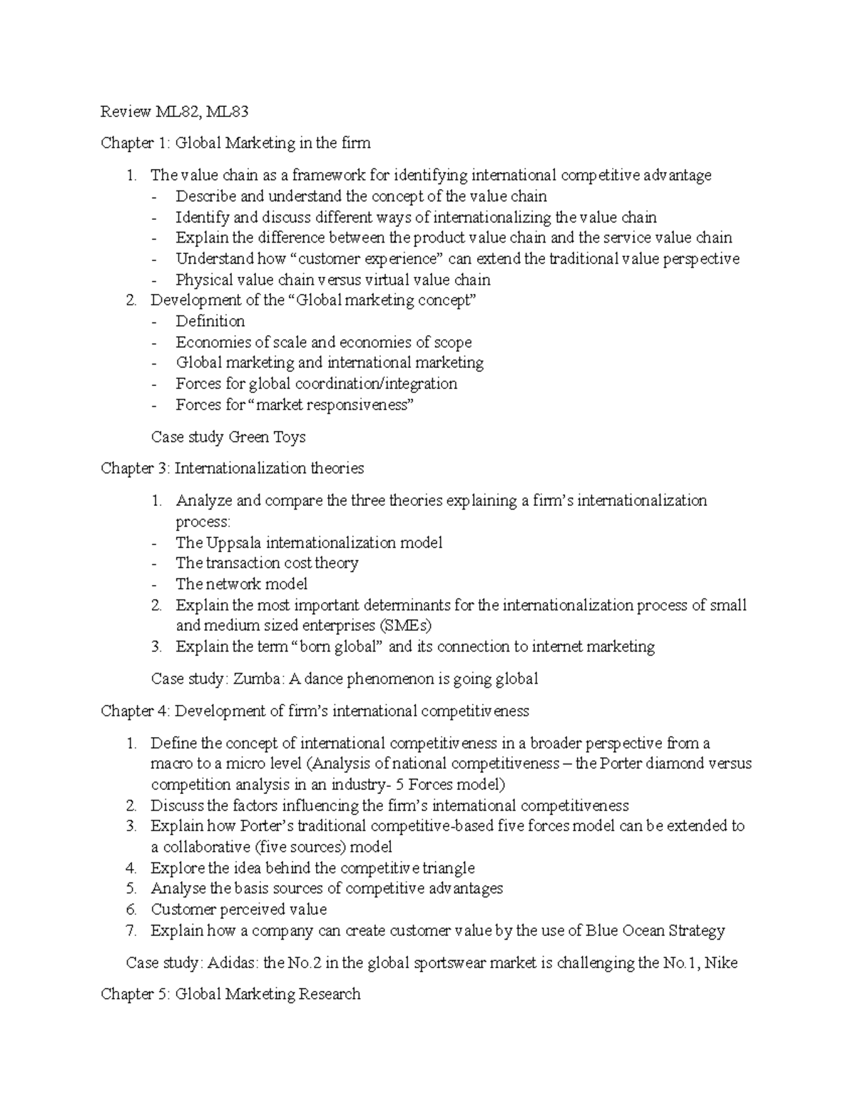 Review International Marketing Foreign Trade - Review ML82, ML Chapter ...
