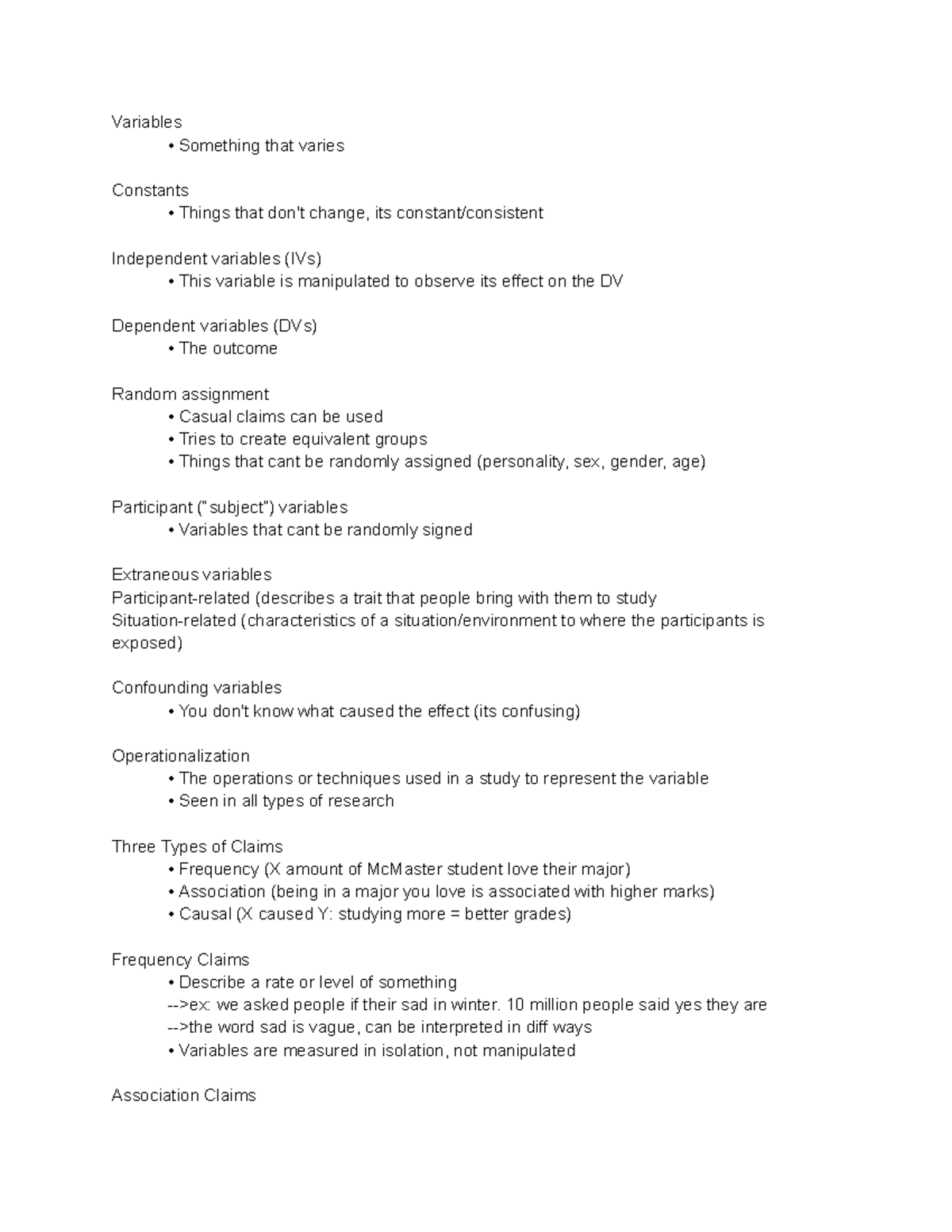 H Umbehv 3MD3 Lecture #5 - Variables - Something that varies Constants - Things that don't ...