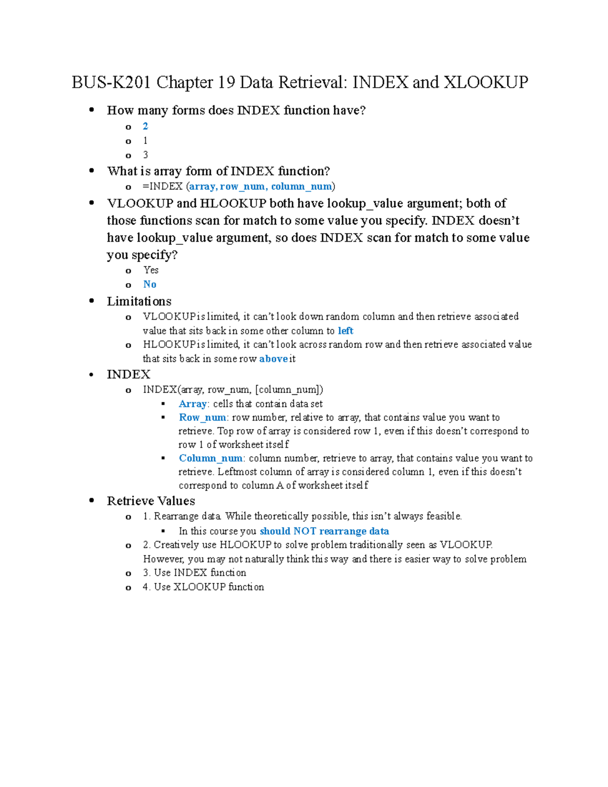 BUS-K201 Chapter 19 Data Retrieval - BUS-K201 Chapter 19 Data Retrieval: INDEX and XLOOKUP How ...