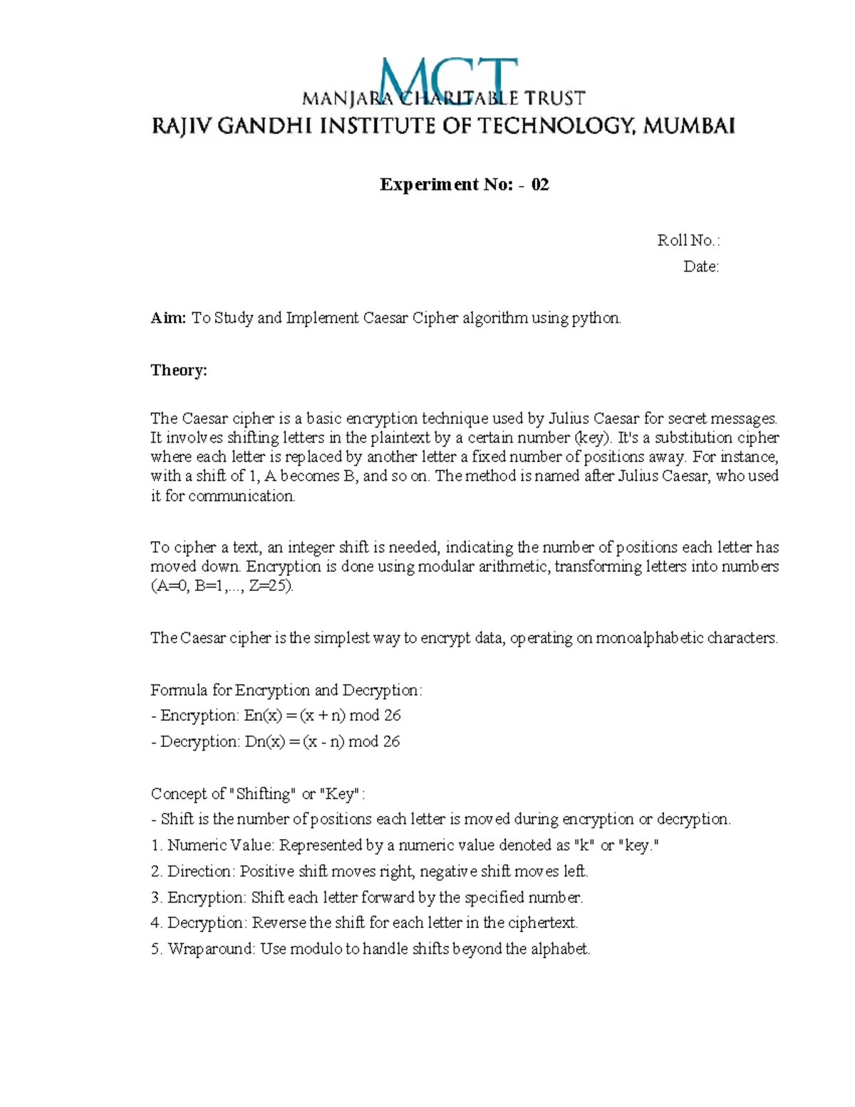 CSS Experiment 2 - Test - Experiment No: - 0 2 Roll No.: Date: Aim: To ...