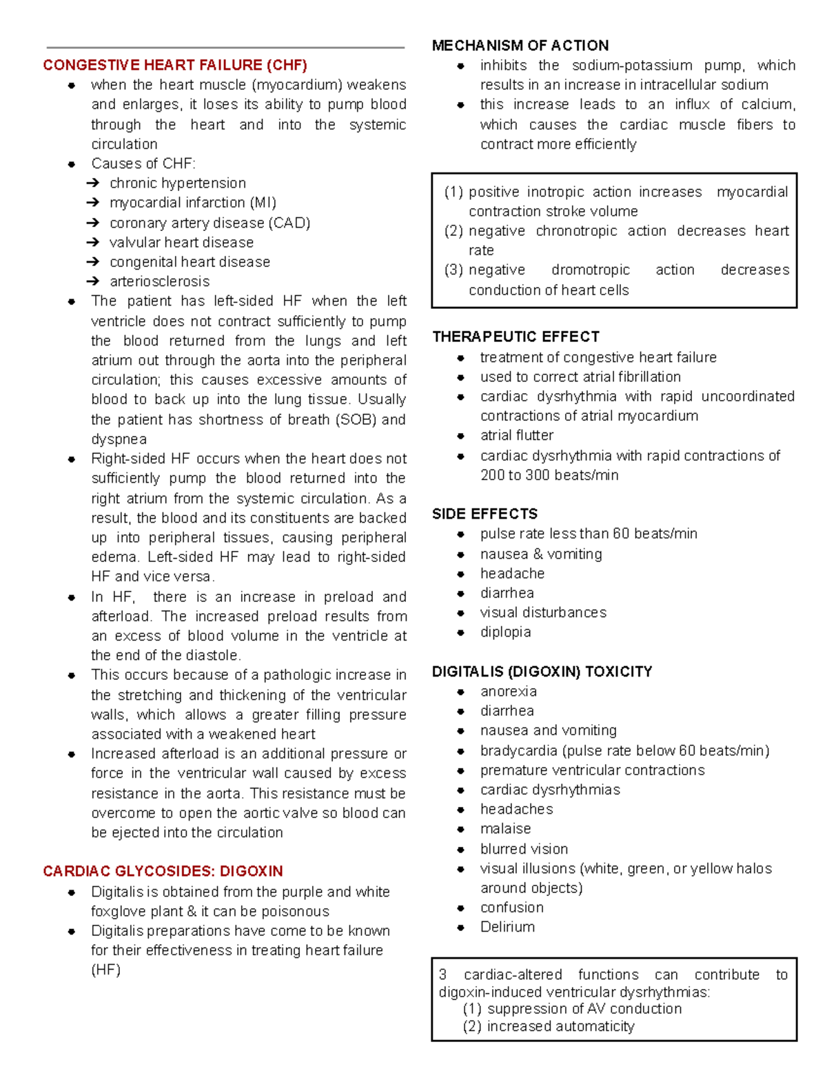 Pharma Module 9 - Nursing Notes - CONGESTIVE HEART FAILURE (CHF) when ...