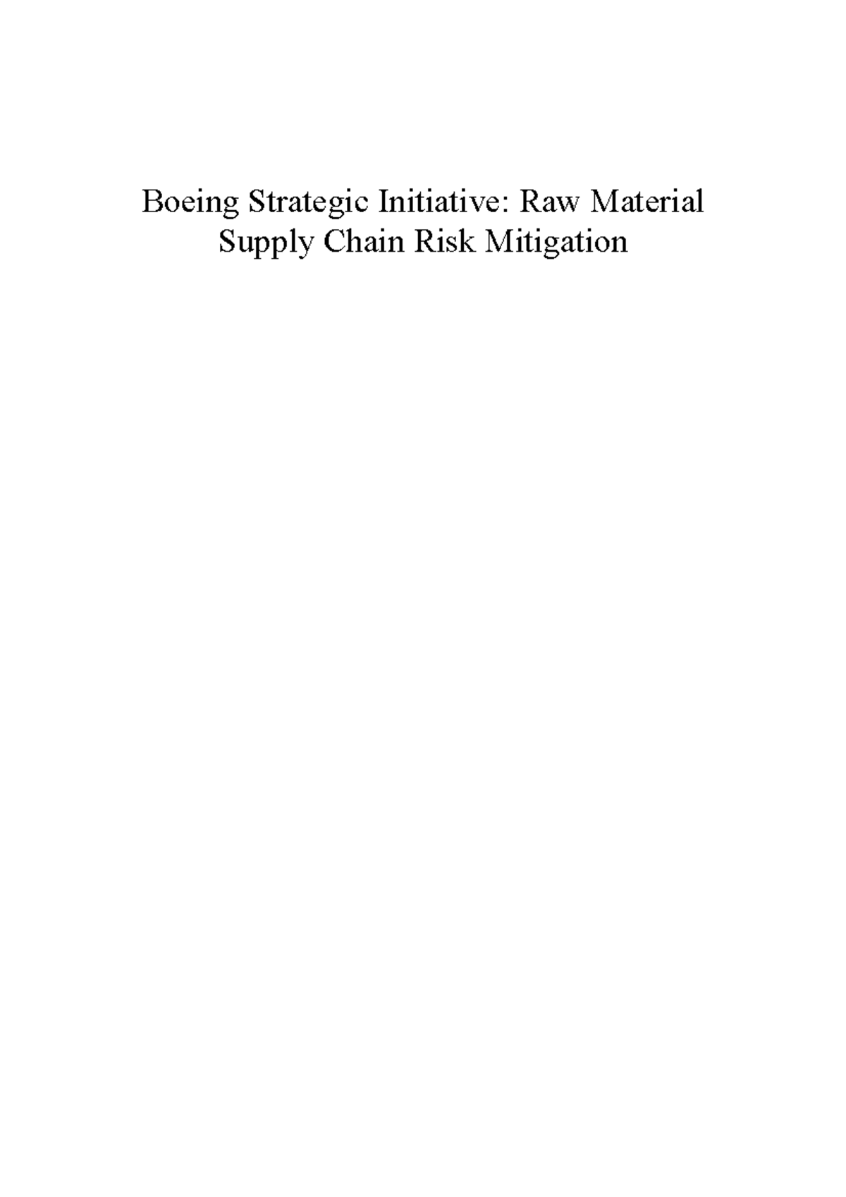 Raw Material Supply Chain Risk Mitigation - Boeing Strategic Initiative ...