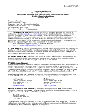 HIST 231 Introduction to African America - Adam Arenson Fall 2018 Mon ...