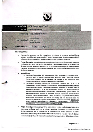 PD4 2024-02 - PD4 - MATERIAL EF32 TEORÍA MONETARIA 2024-02 Práctica Dirigida 4 SECCIÓN (ES ...