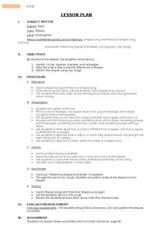 Detailed Lesson Plan in Mathematics - OBJECTIVES At the end of the ...