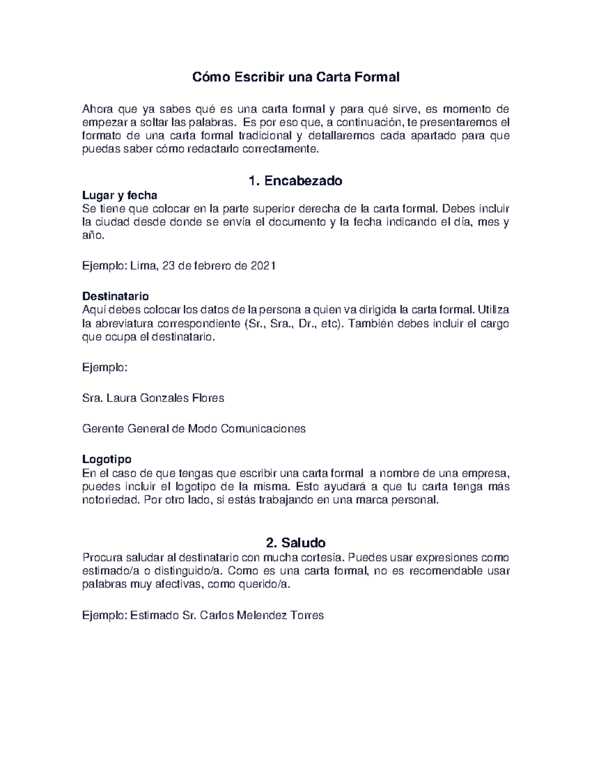 Carta Formal - .... - Cómo Escribir una Carta Formal Ahora que ya sabes ...