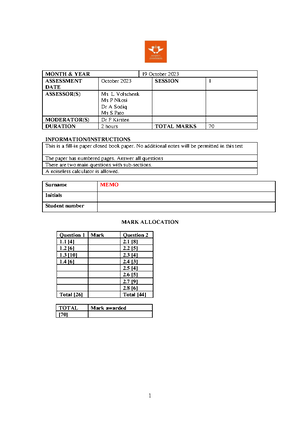 2B 2009 Exam memo (2) (1) - DEPARTMENT OF ECONOMICS AND ECONOMETRICS ...