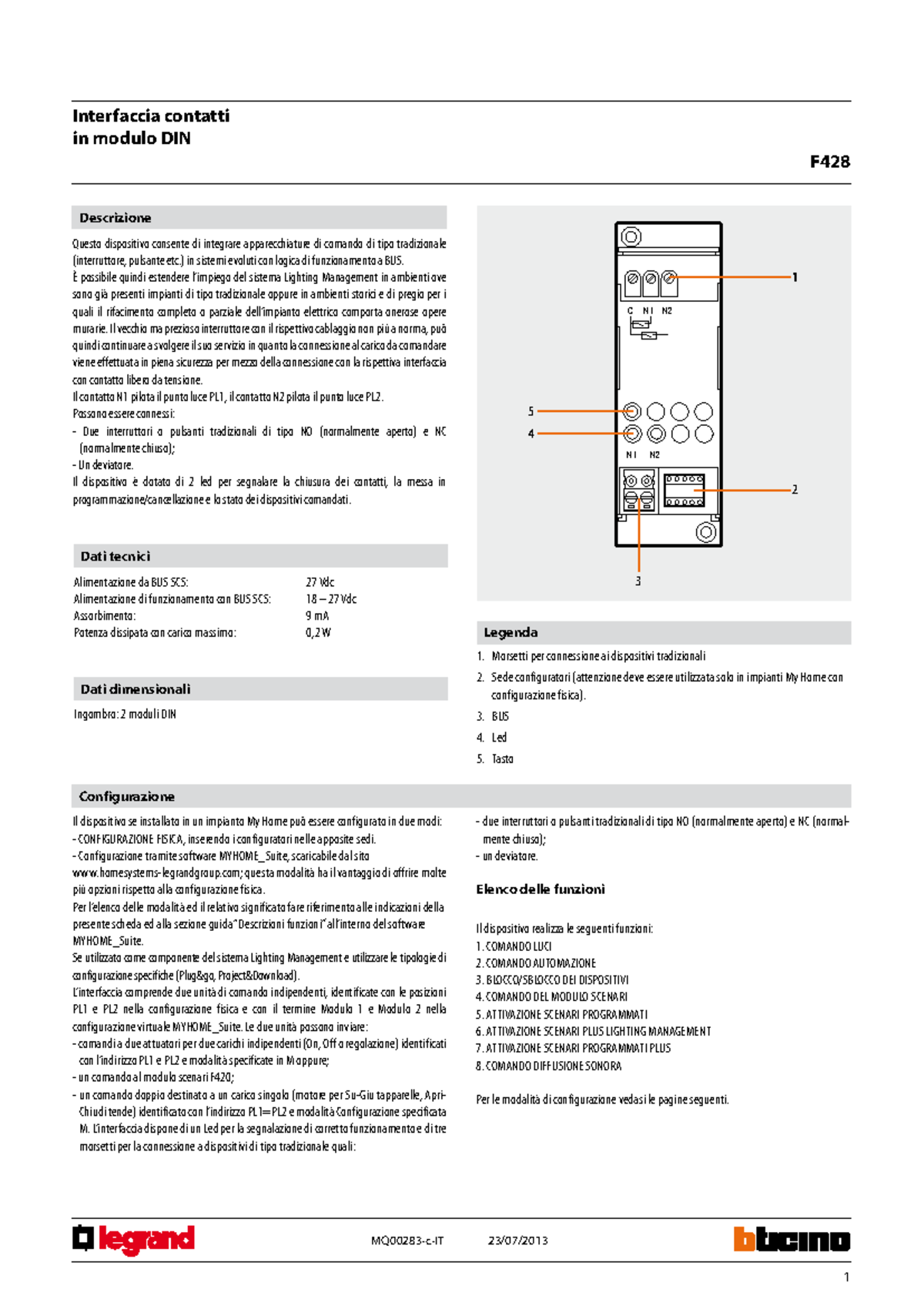 F428 - manual - C N 1 N 2 N 1 N 2 5 4 2 1 3 F Descrizione Questo ...