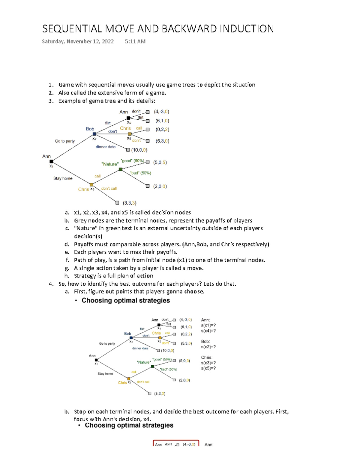 Str422 Game Theory Sequential Move And Backward Induction Game With Sequential Moves Usually 3798