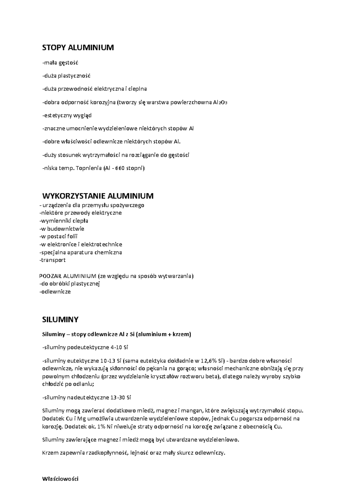 Stopy aluminium 2 - STOPY ALUMINIUM mała gęstość duża plastyczność duża ...