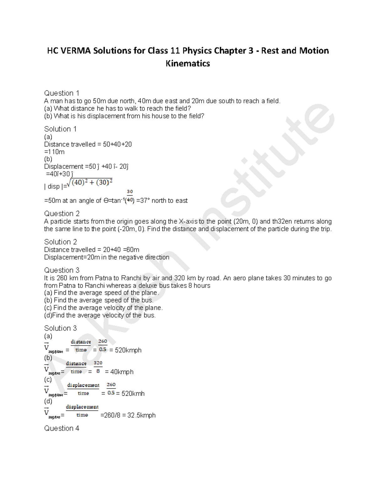 HC Verma Solutions for Class 11 Physics Chapter 3 - HC VERMA Solutions ...