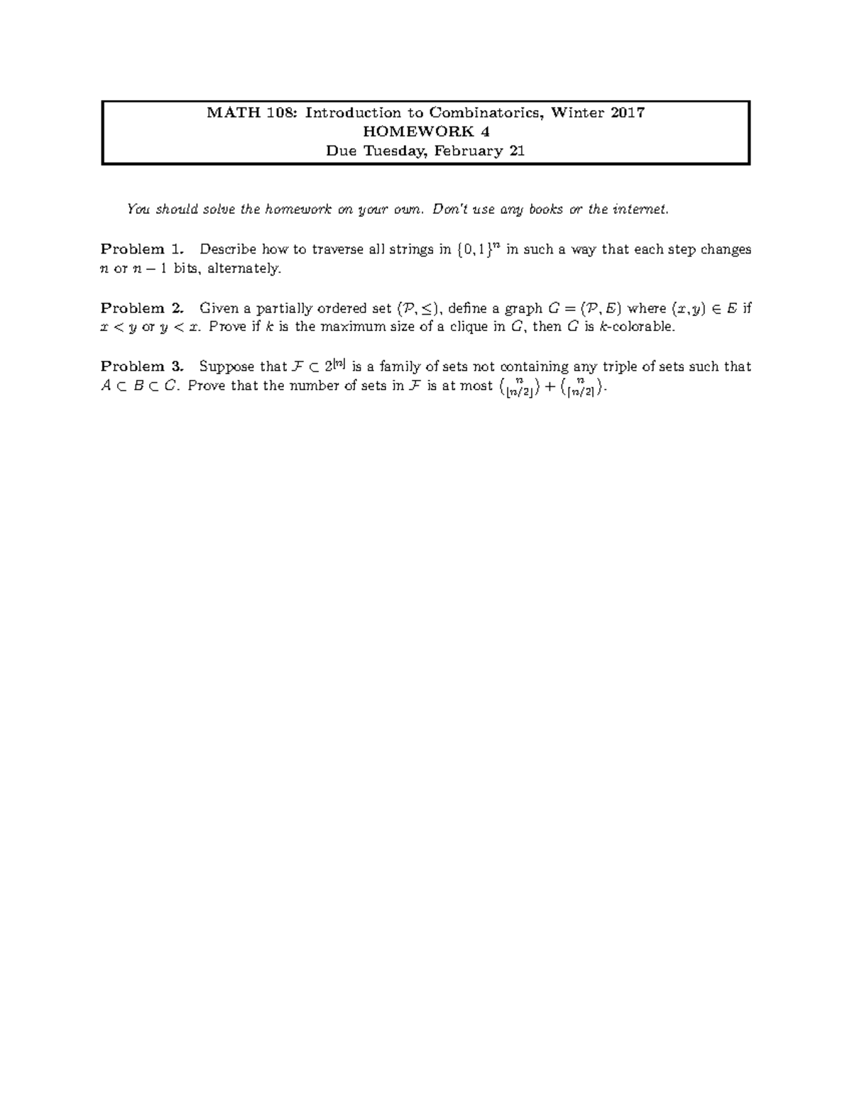 Ps 4 - Problem Set - MATH 108: Introduction to Combinatorics, Winter ...