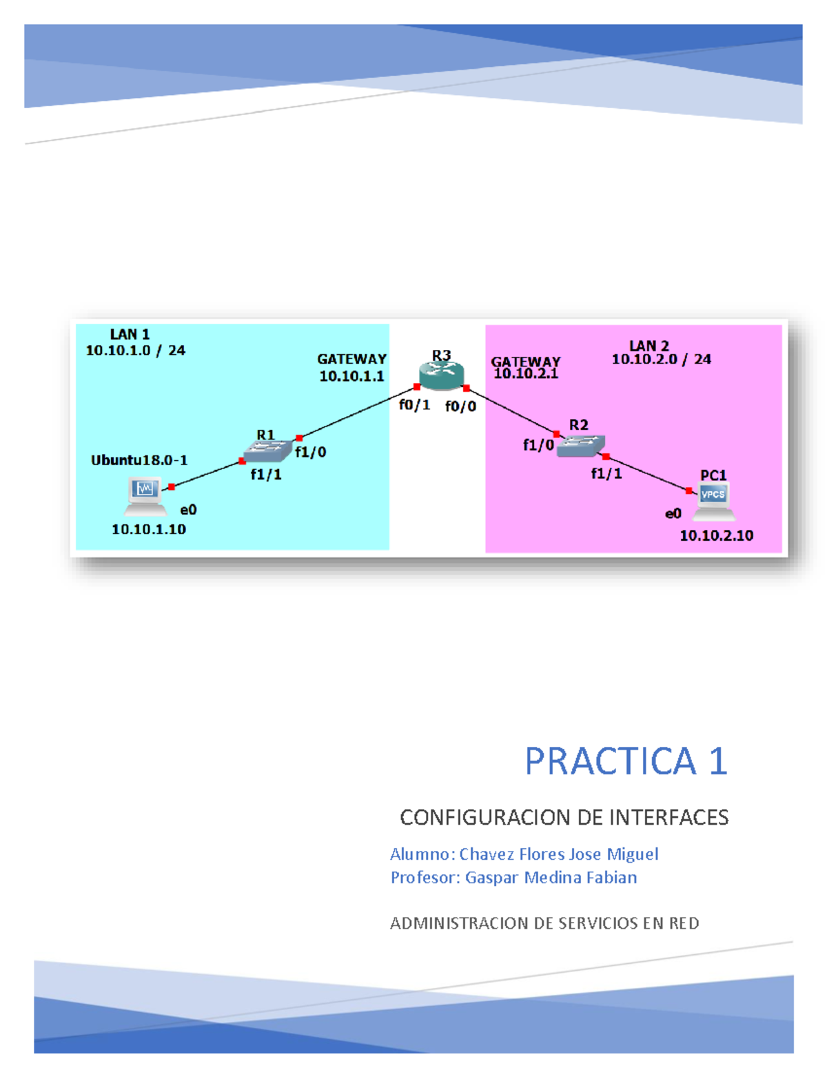 Practica 1 2 - PRACTICA 1 CONFIGURACION DE INTERFACES Alumno: Chavez ...