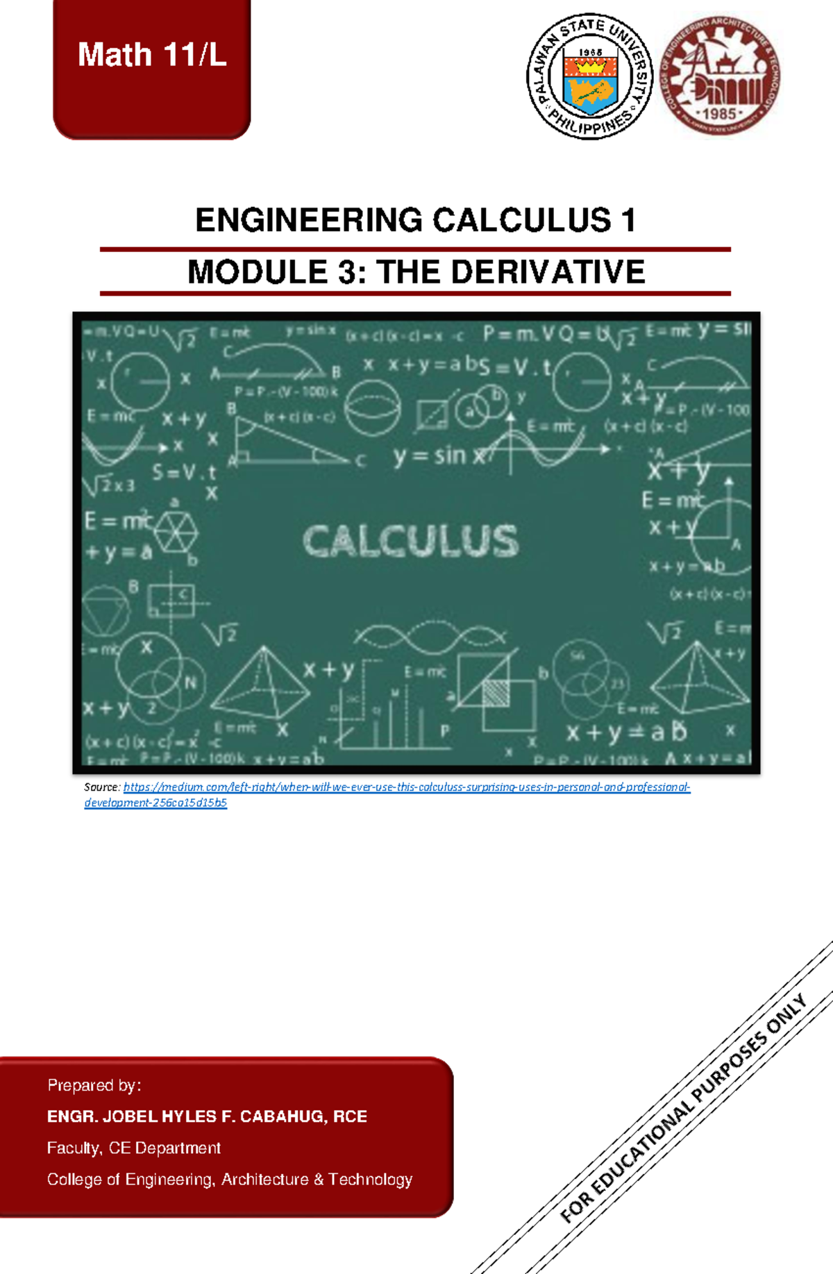 M3 The Derivatives - N/A - ENGINEERING CALCULUS 1 MODULE 3: THE ...