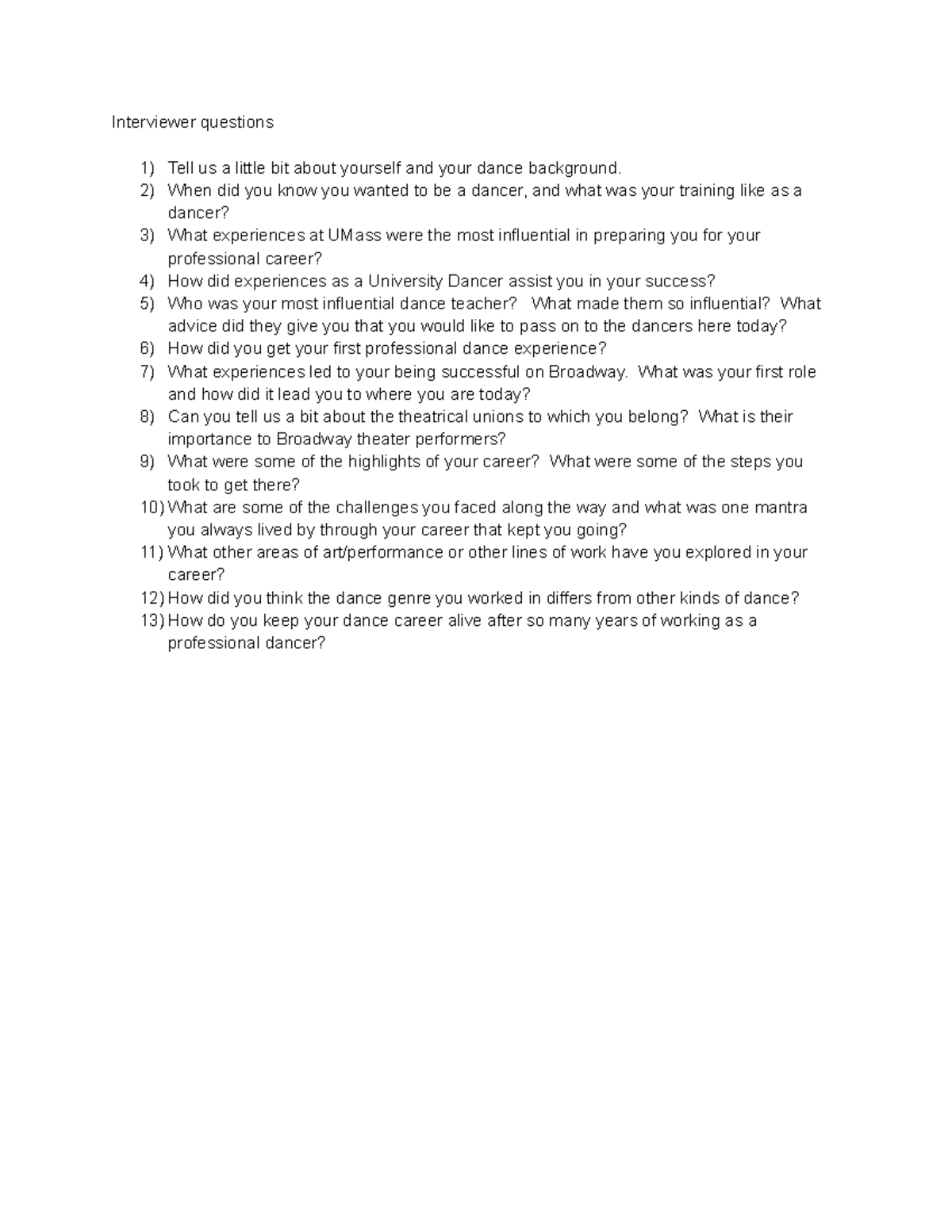 Zoom dance greats - Interview questions for dance interview ...