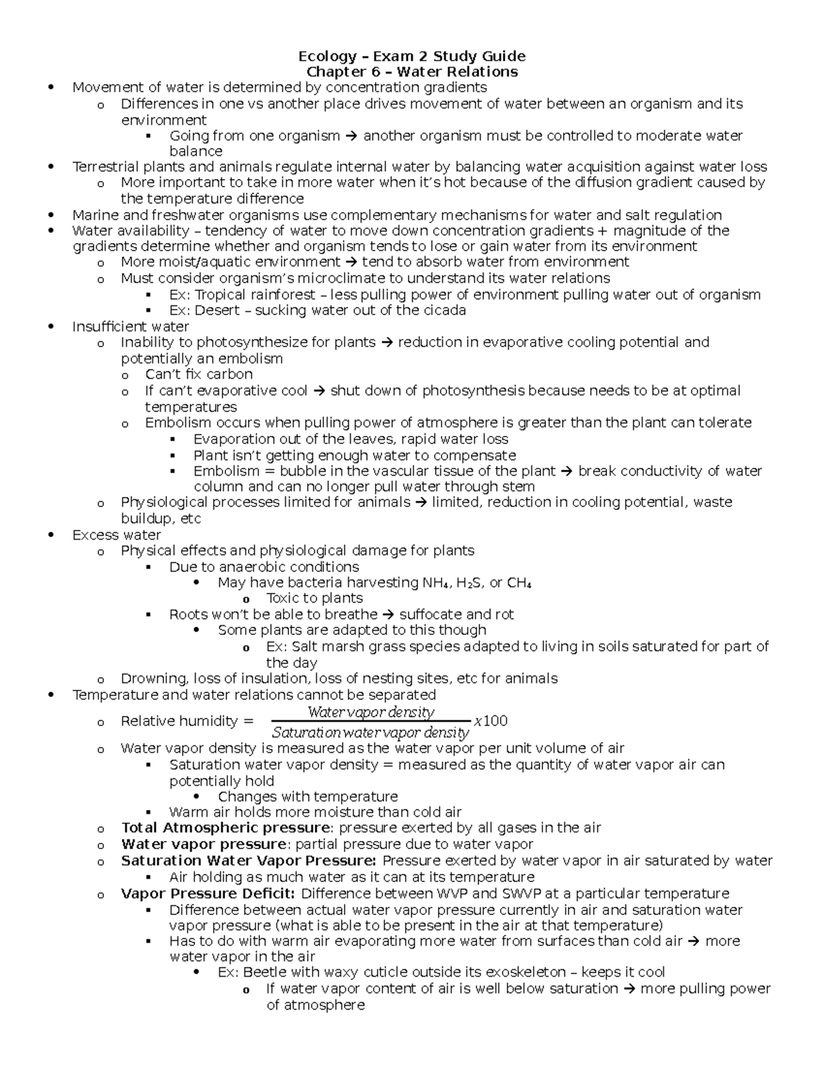 VCU BIOL 317: Ecology Exam 2 Notes - Bissett - Ecology – Exam 2 Study ...