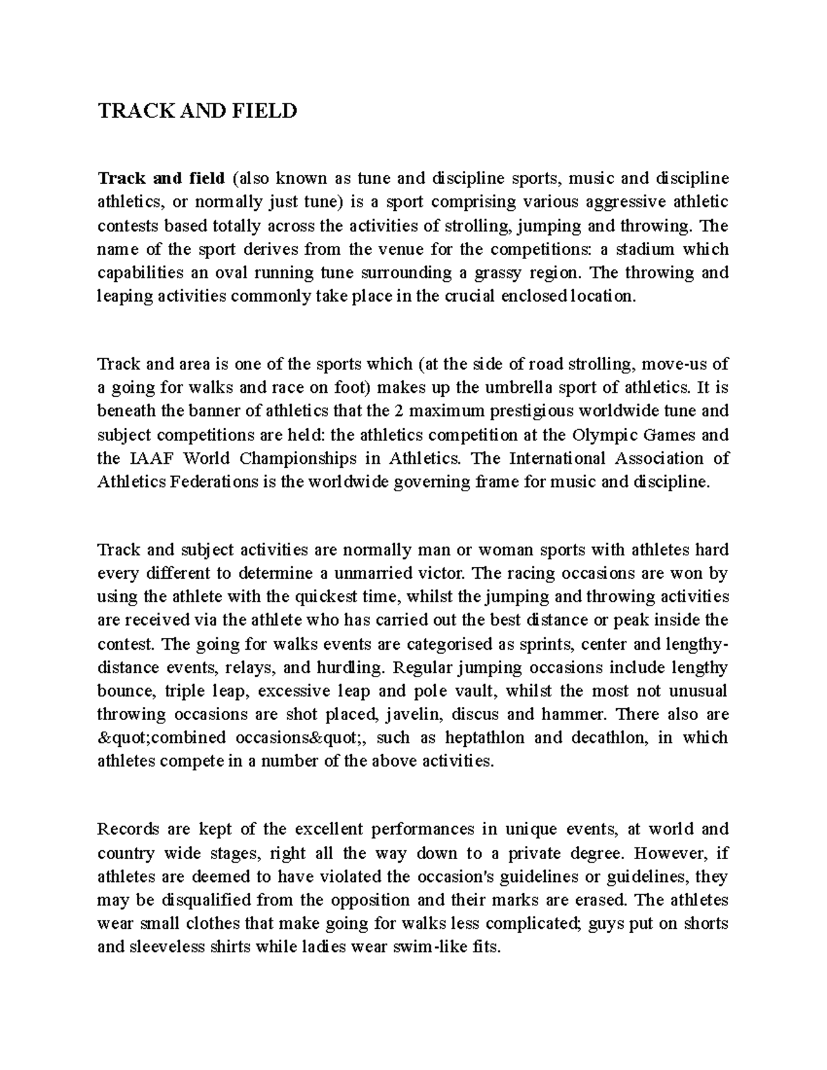 Track and Field part3 - PE notes - TRACK AND FIELD Track and field ...