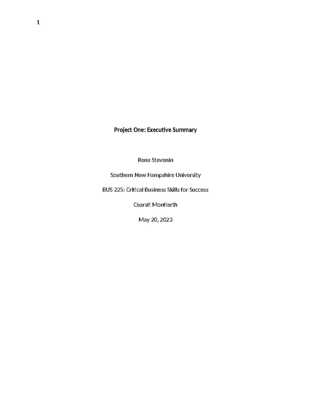 BUS 225 Project One: Executive Summary and Industry Analysis - Project ...