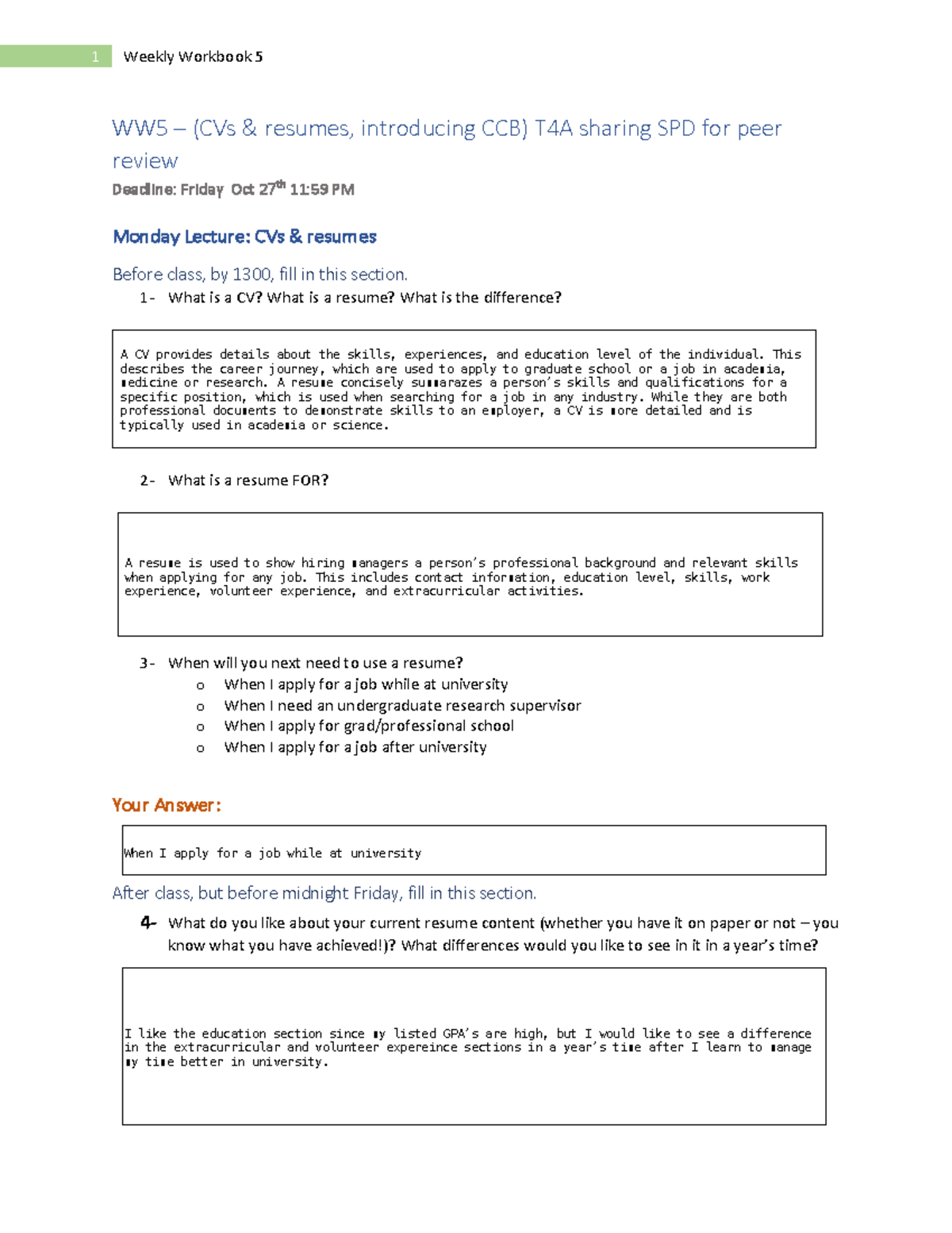 WW5 - ww5 - WW5 – (CVs & resumes, introducing CCB) T4A sharing SPD for ...