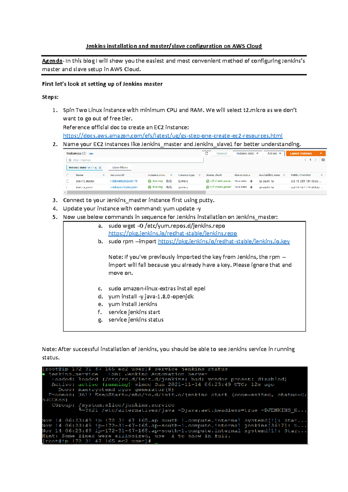 Jenkins installation and master slave setup - Jenkins installation and master/slave ...