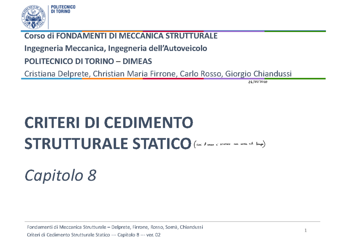 Cap8 Criteri DI Cedimento Statico 211211 183110 - Fondamenti di ...