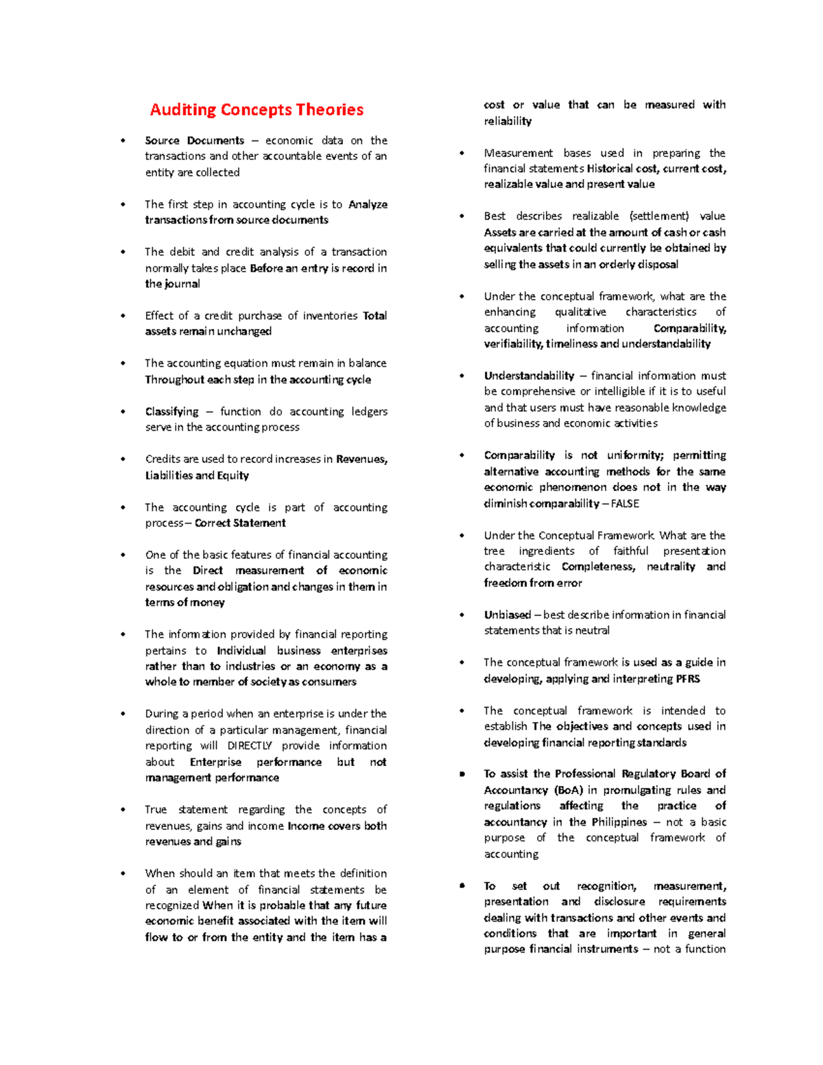 Midterms Auditing Concepts Theories - Auditing Concepts Theories Source Documents – economic ...