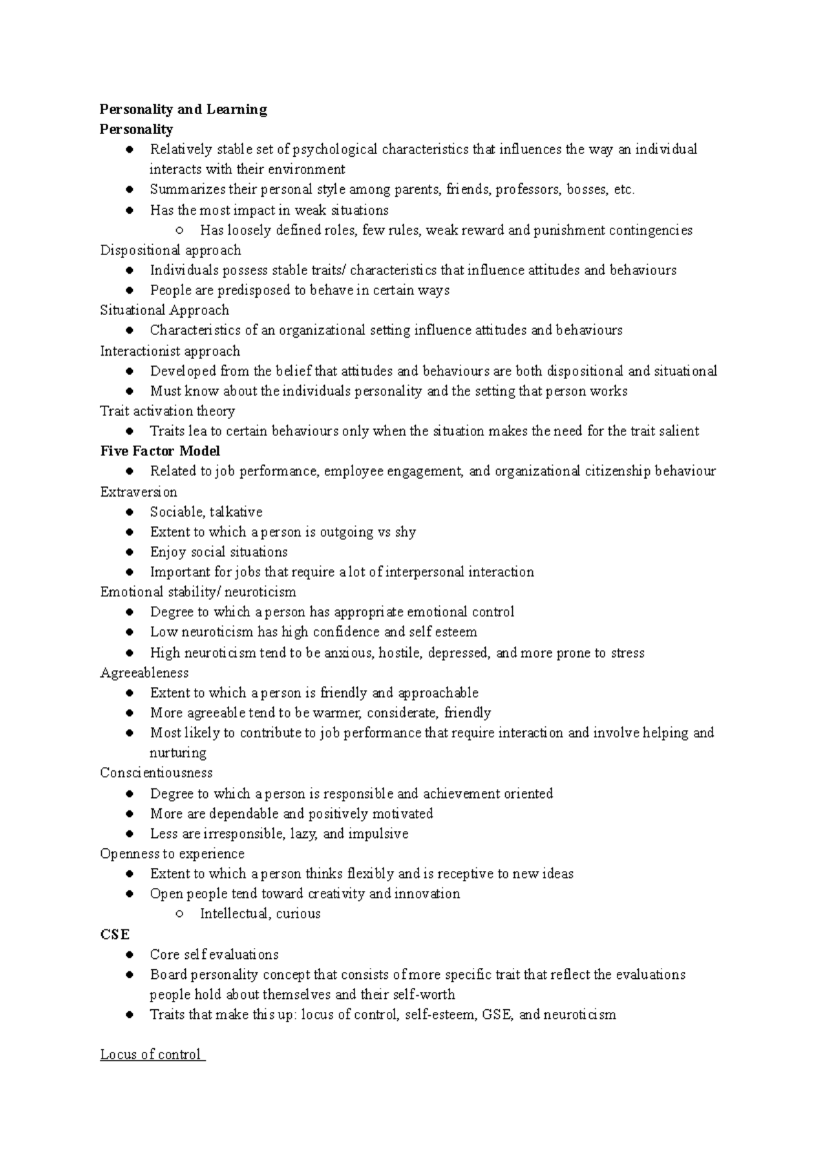 Chapter 2 Reading - Personality and Learning Personality Relatively ...