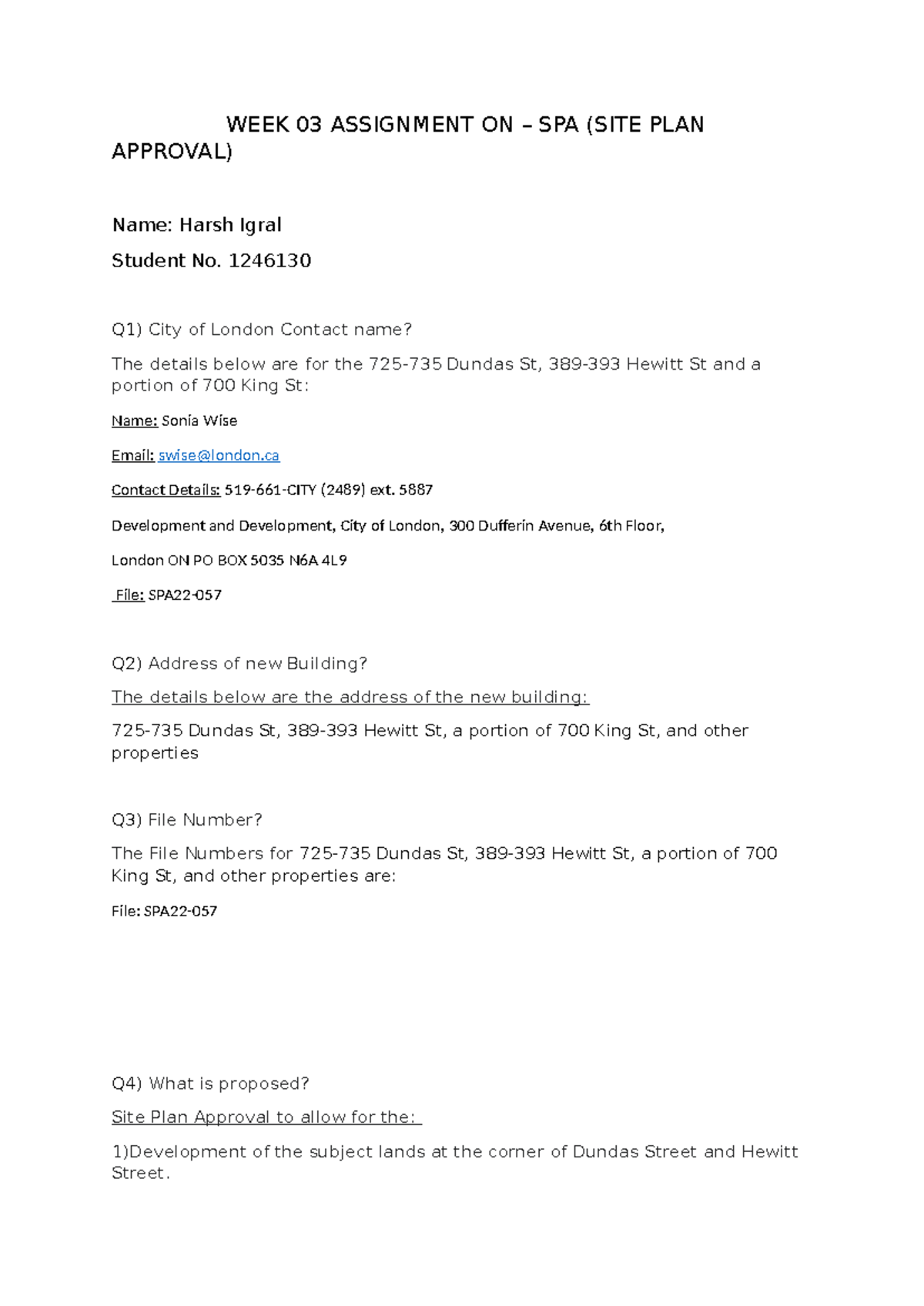CONS 6001 Week 03 Assignment - WEEK 03 ASSIGNMENT ON – SPA (SITE PLAN ...