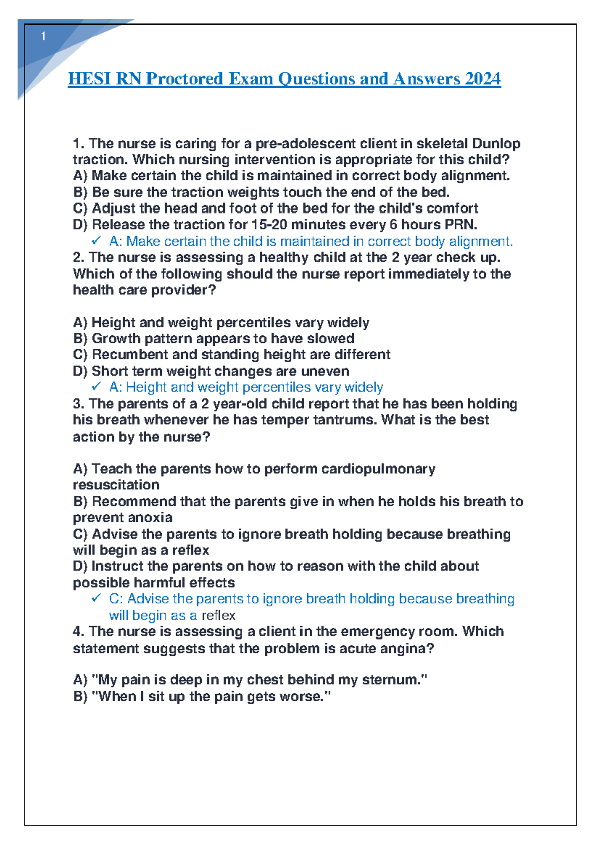 HESI RN Proctored Exam Questions and Answers 2024 - Which nursing ...