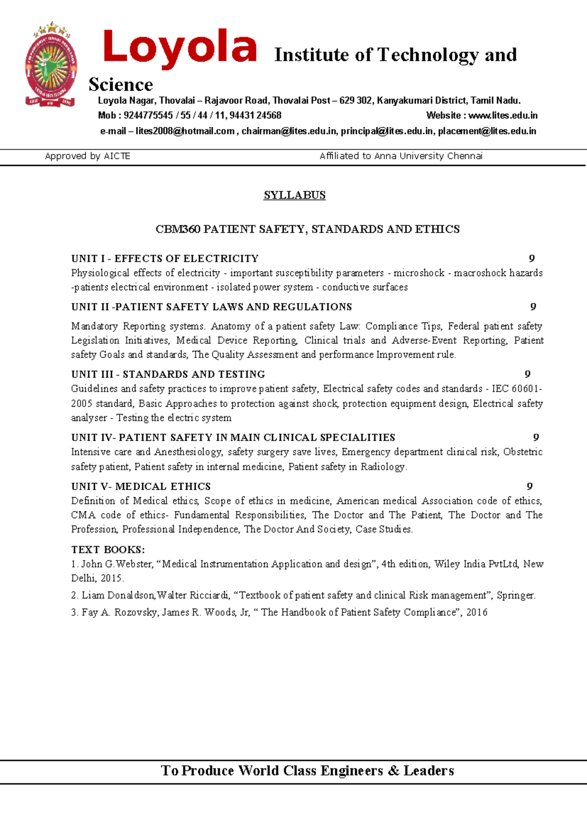 Syllabus - IA ANSWER - Loyola Institute of Technology and Science ...