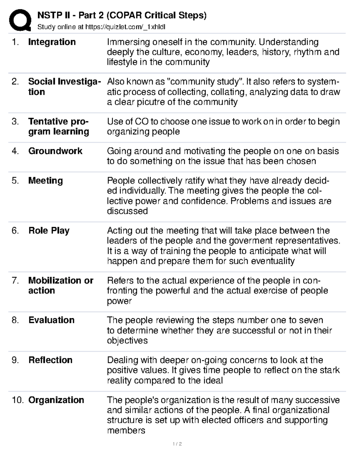 NSTP II - Part 2 ( Copar Critical Steps) - NSTP II - Part 2 (COPAR ...