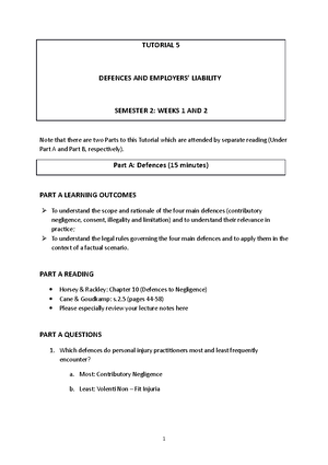 Tutorial 1 - Negligence- Fault and the Standard of Care - Tort ...