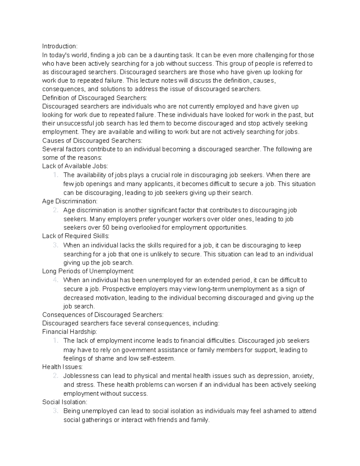 Econ101 Lecture Notes 5 Introduction In Todays World Finding A Job Can Be A Daunting Task