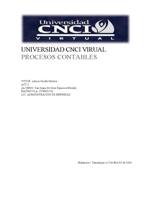 Act2procesos - actividad 2 - UNIVERSIDAD CNCI VIRTUAL NOMBRE: IVAN ALEJANDRO VIERA RODRIGUEZ ...