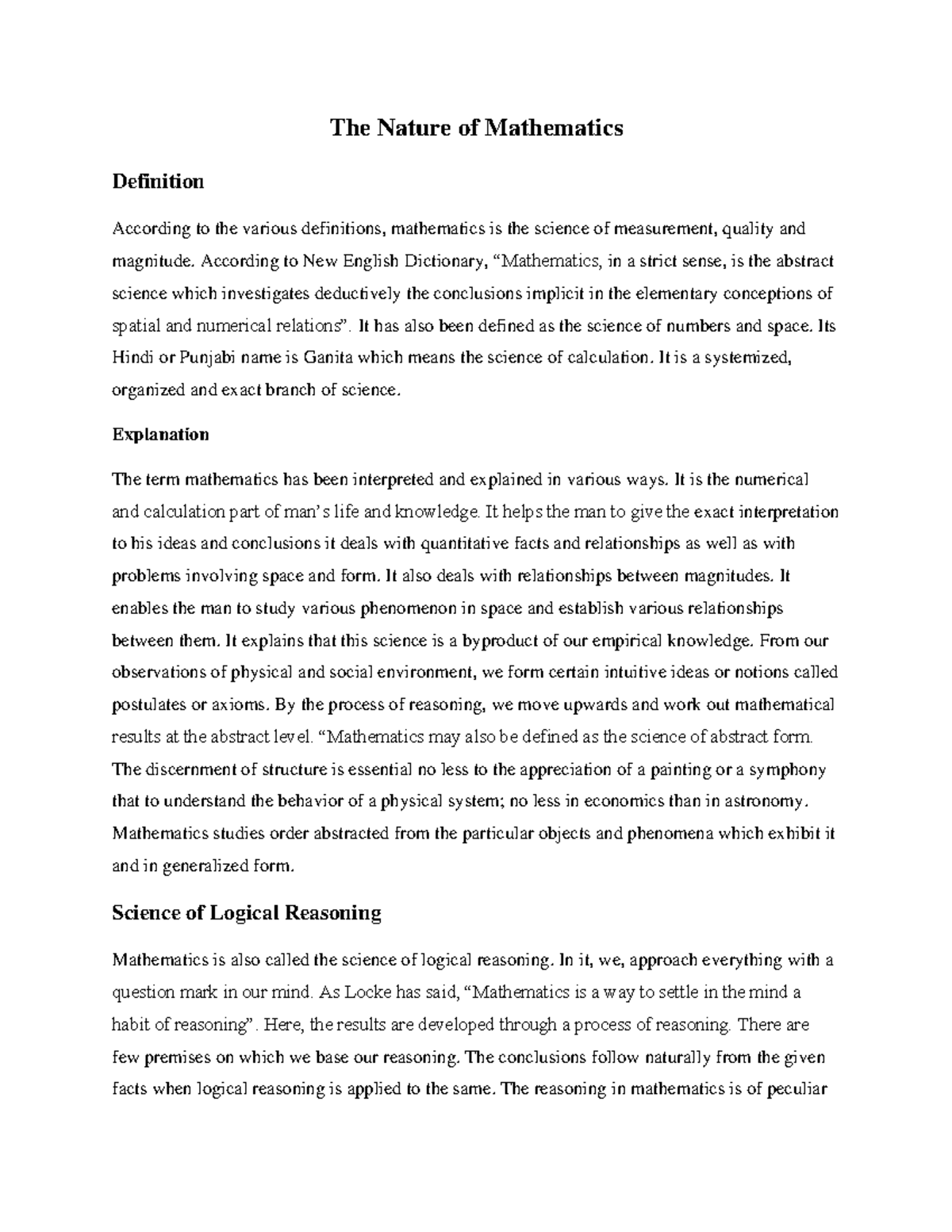 The Nature of Mathematics - The Nature of Mathematics Definition ...