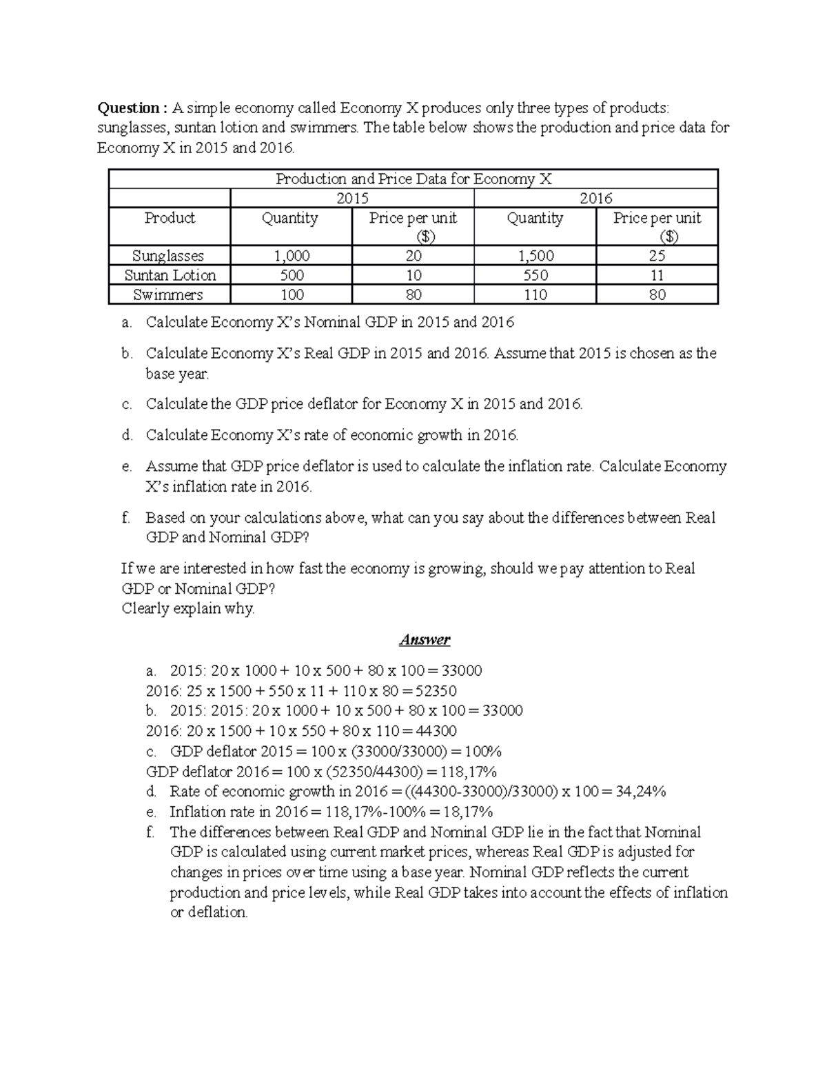 ECO121 individual assignment - Question : A simple economy called ...