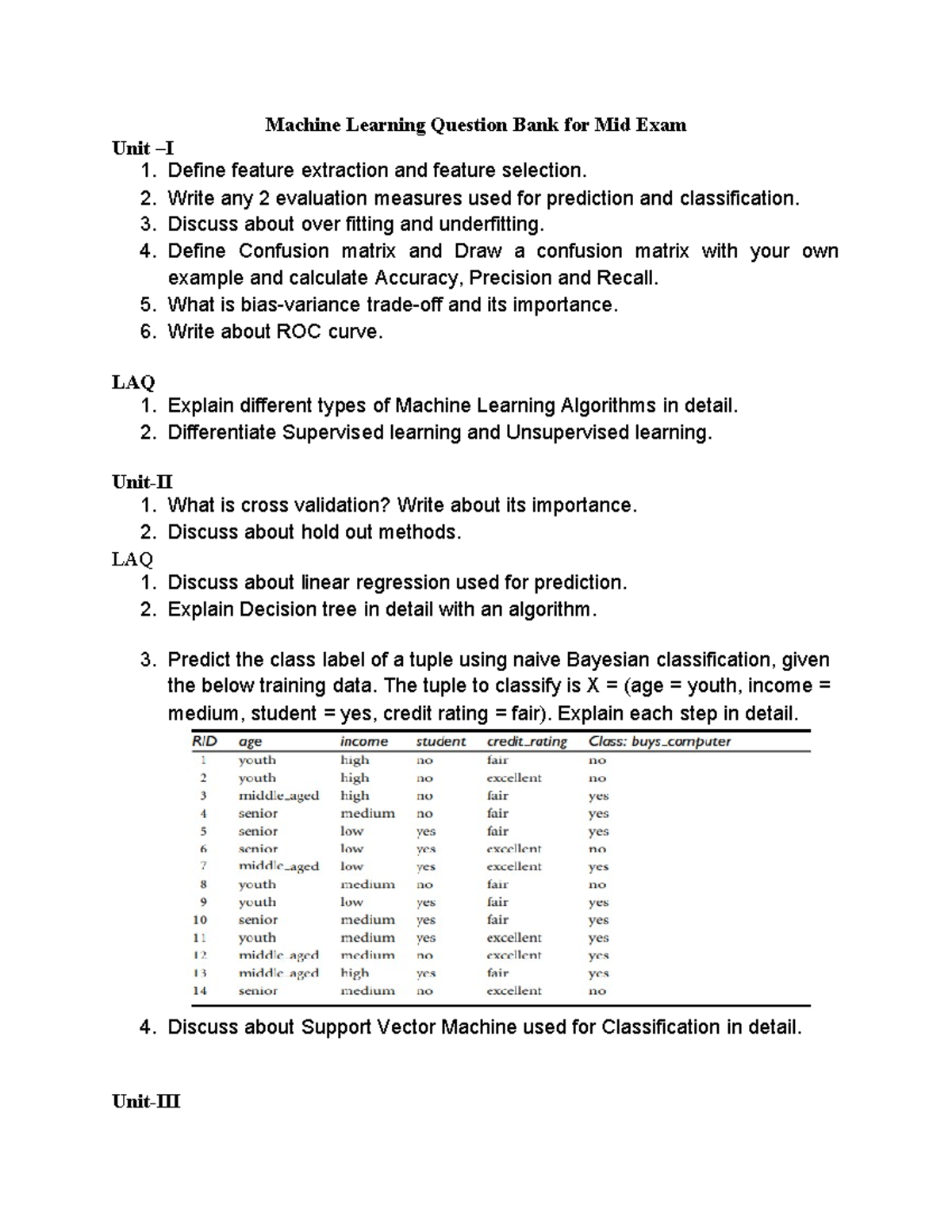 Machine Learning CME question bank - Machine Learning Question Bank for ...