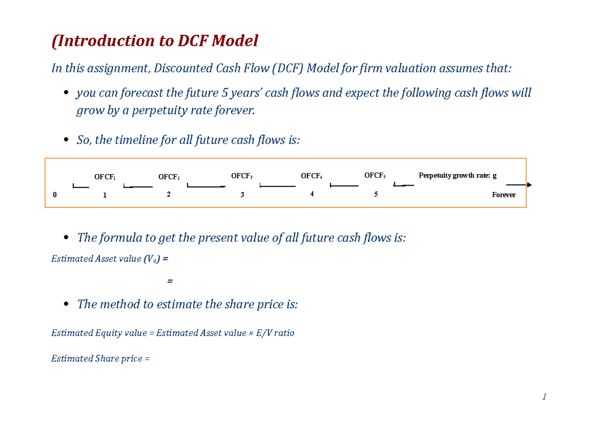 Step-by-step guidance - (Introduction to DCF Model In this assignment ...