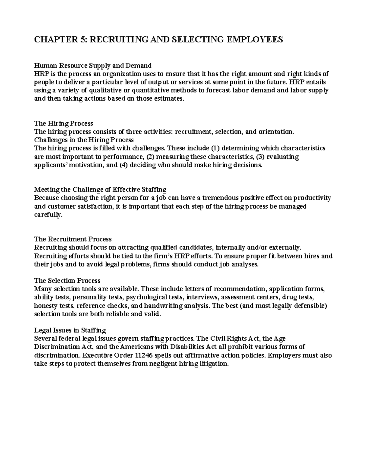 HR Chapter 5 - RECRUITING & SELECTING EMPLOYEES ! - CHAPTER 5 ...