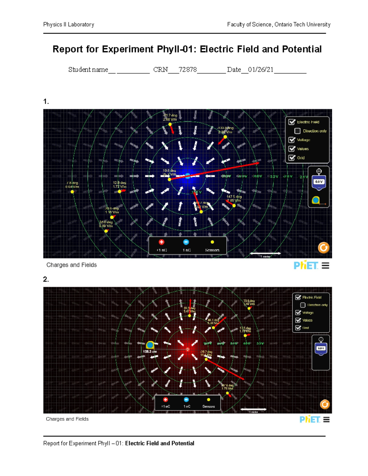 Report 1 Electric Field-1 - Report for Experiment PhyII-01: Electric ...