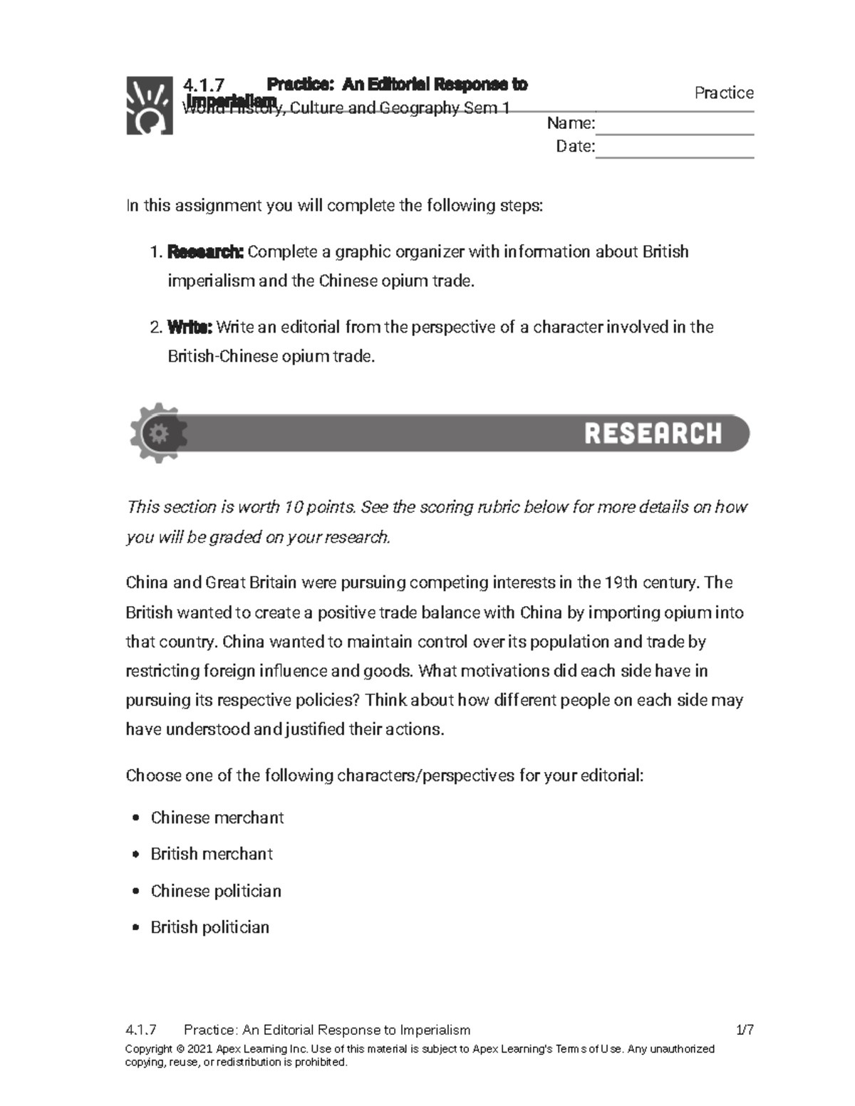 4.1.7 Practice - An Editorial Response to Imperialism (Practice ...