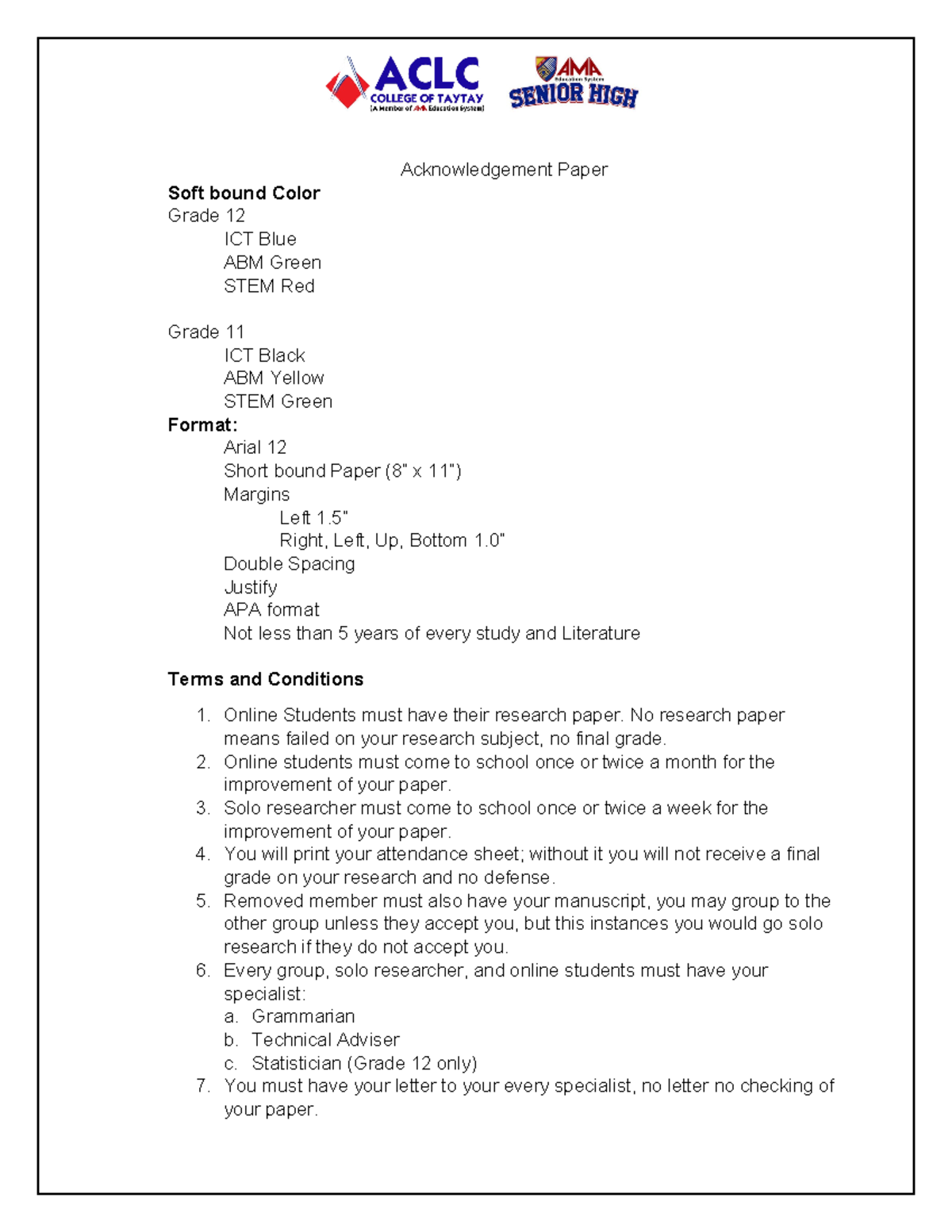 Acknowledgement-Paper - Acknowledgement Paper Soft bound Color Grade 12 ...