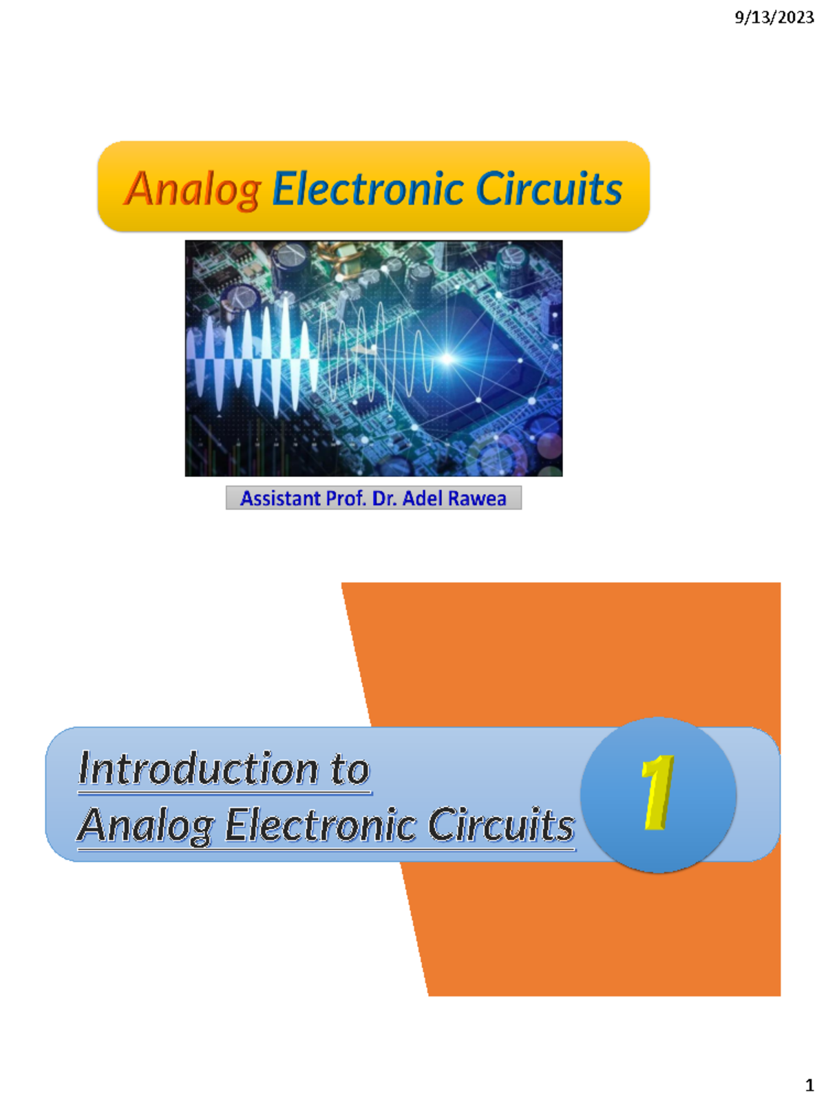 Analog Electronic Circuits - 01 - Introduction to Analog Electronic Circuits TYPE OF THE ...