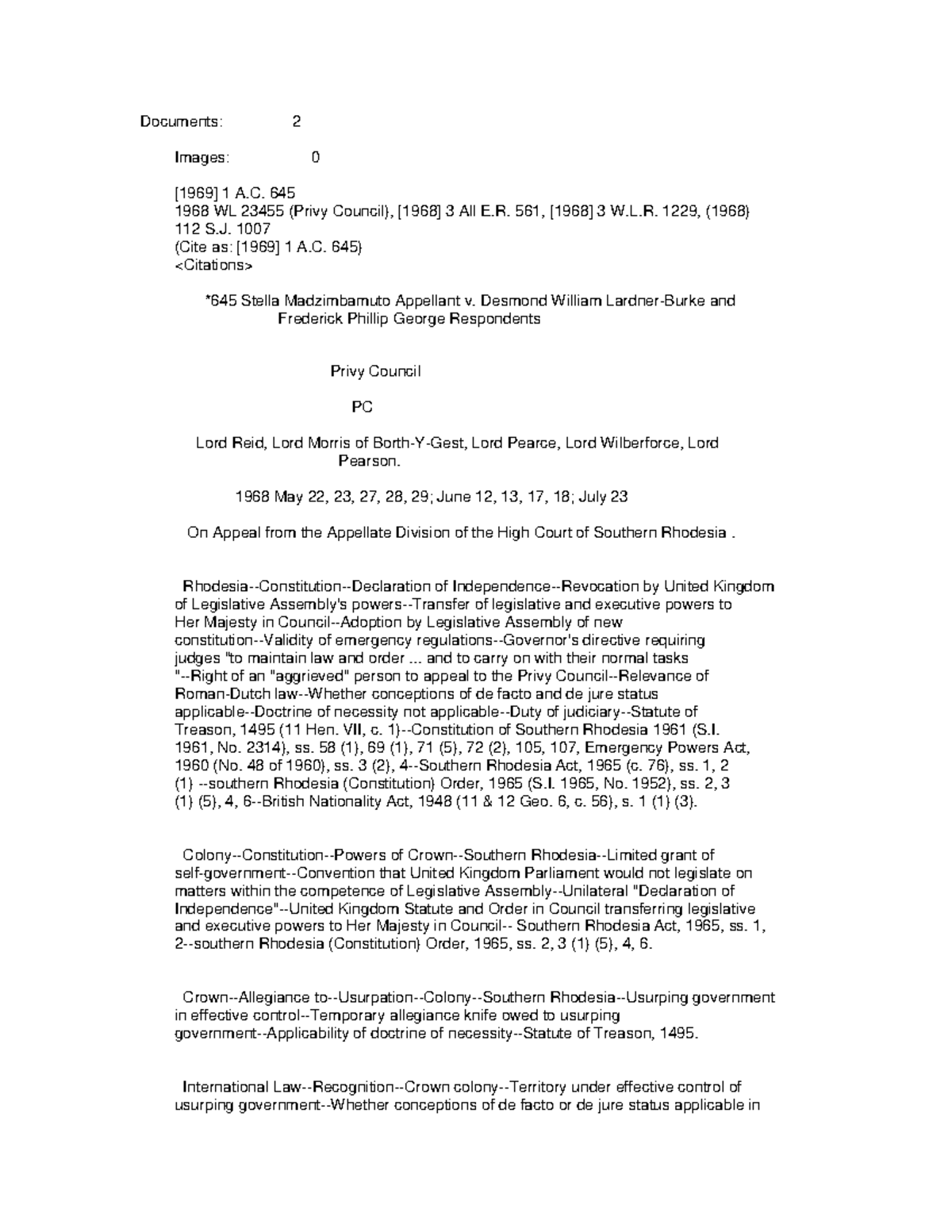 Constitutional Legality - Documents: 2 Images: 0 [1969] 1 A. 645 1968 ...