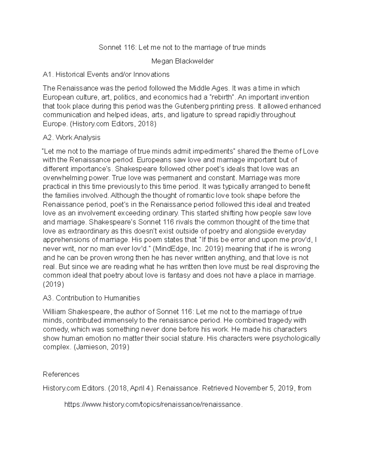 C100 Task 1 Full Task - Sonnet 116: Let me not to the marriage of true ...